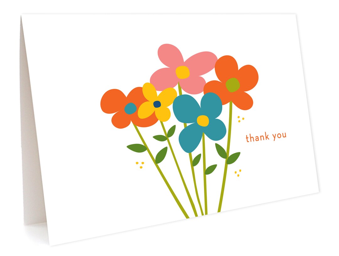Fresh Flowers Thank You Cards, Box of 6 Spring Summer Floral Thank You ...