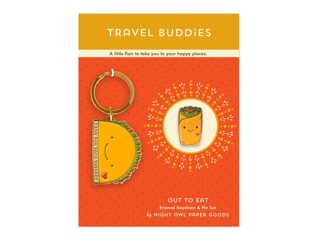 Taco Keychain & Burrito Enamel Pin Gift Set - Gift for Foodie - Taco ...