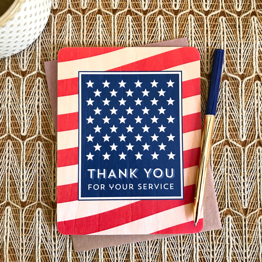 American Thank You Real Wood Card - Thank You for Your Service ...
