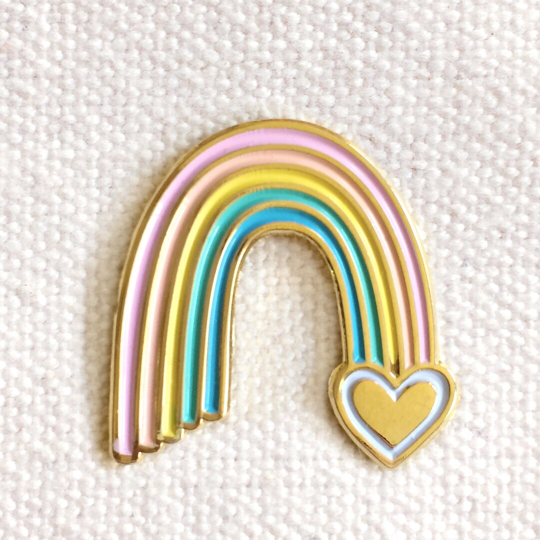 Rainbow Pin Rainbow Enamel Pin Rainbow Lapel Pin Pride Pin Gold Enamel ...