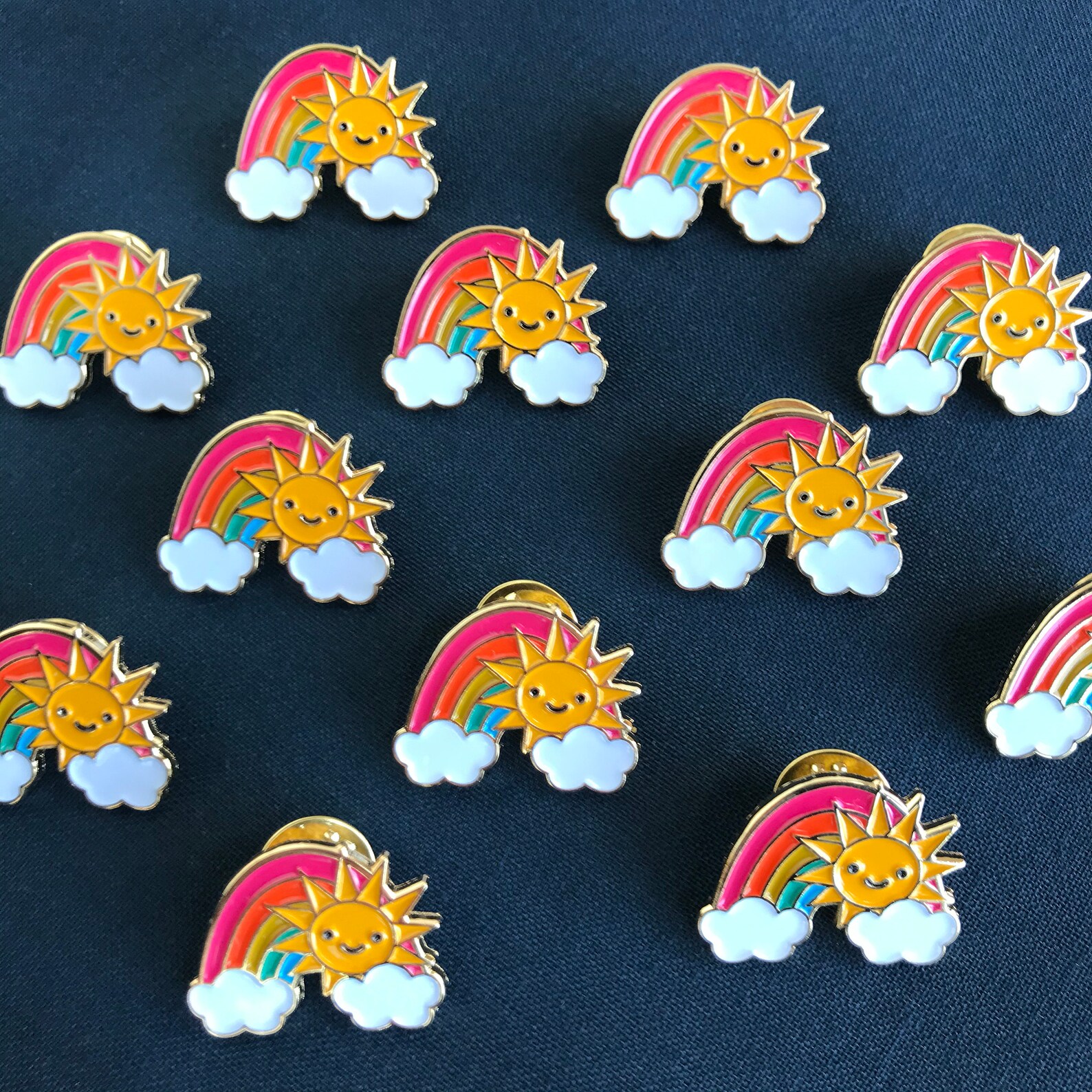Sunny Rainbow Enamel Pin: Gold Lapel Pin - Pride, Hope & Joy - Etsy