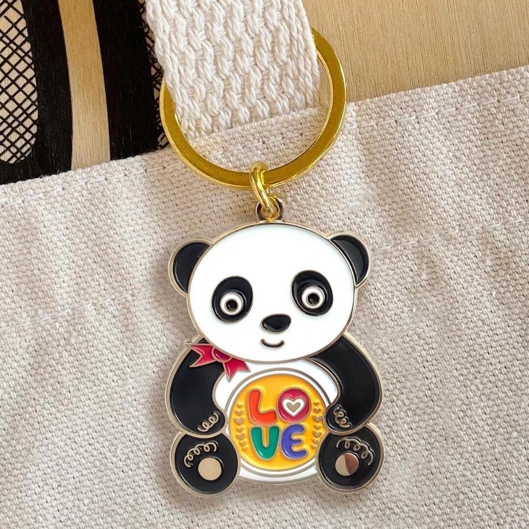 Panda Love Keychain - Cute Panda Bear Key Charm - Fun Animal Gift for ...