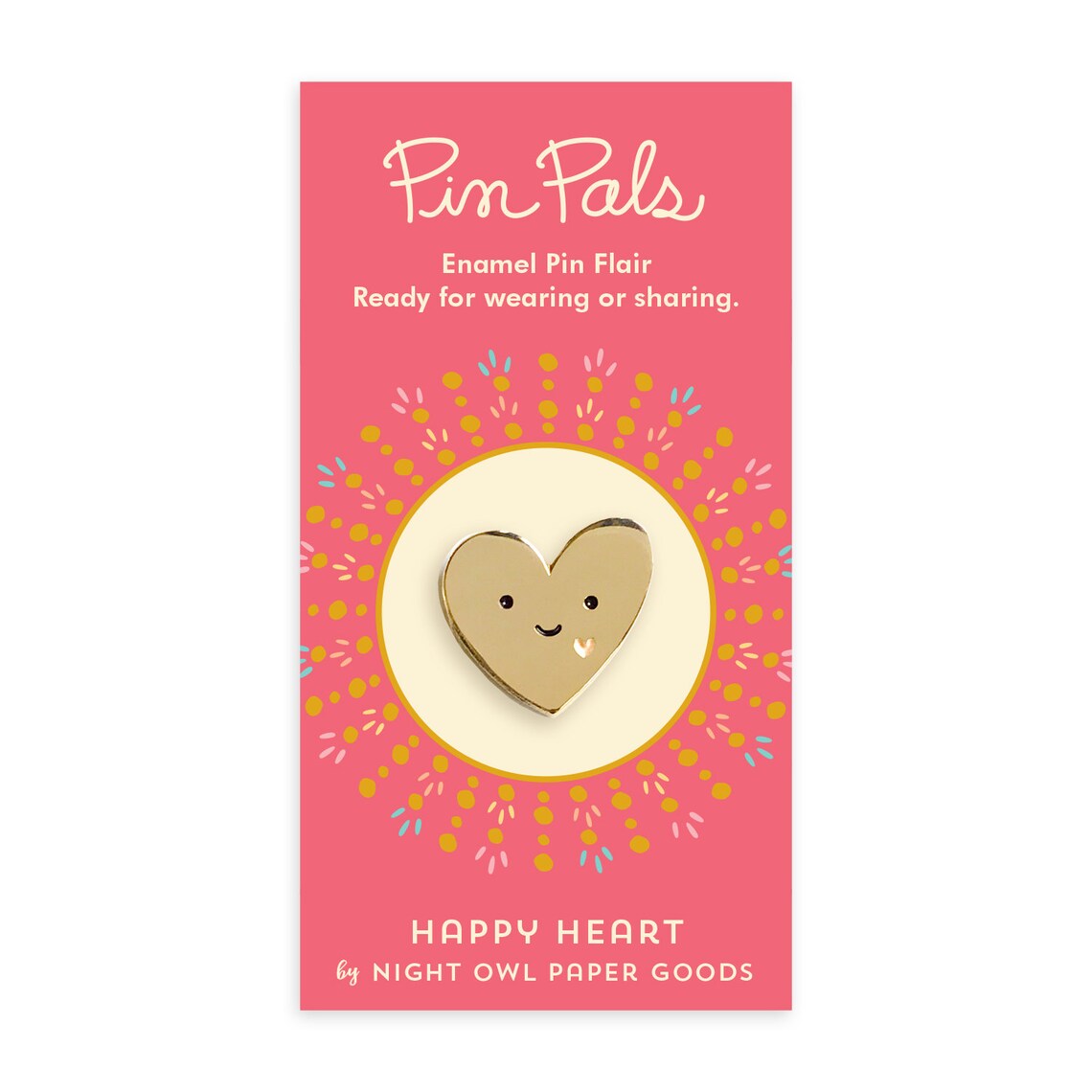 Happy Heart Pin Gold Heart Enamel Pin Gold Heart Lapel Pin - Etsy