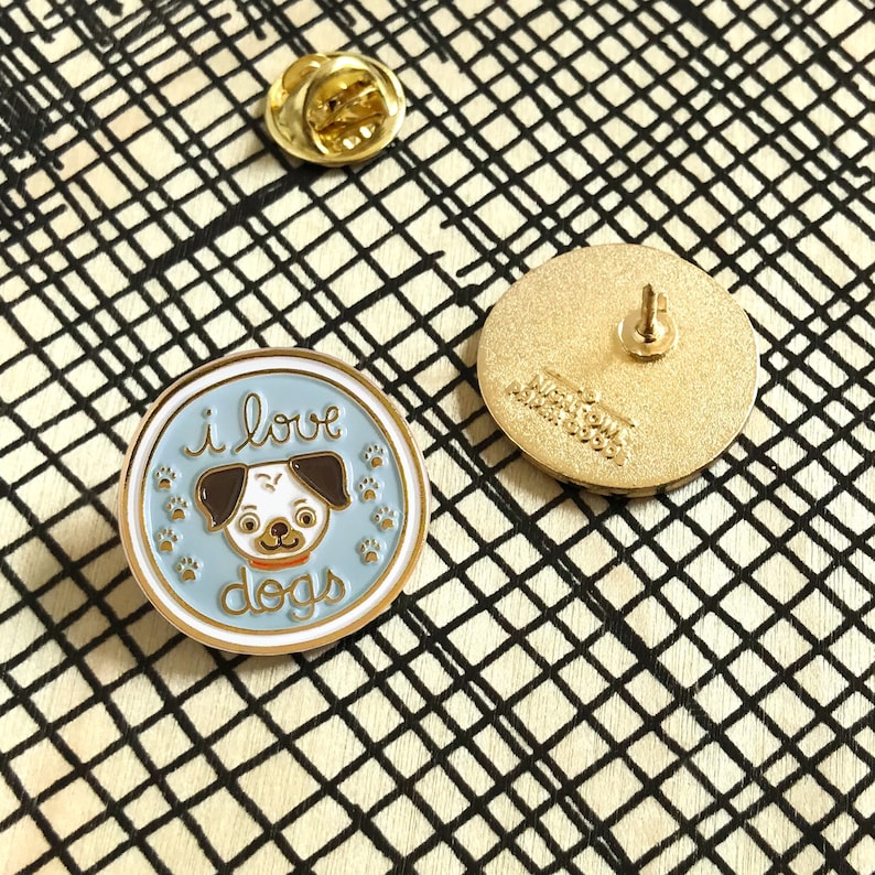 I Love Dogs Enamel Pin – Gold Metal Lapel Pin for Dog Lover, Walker ...