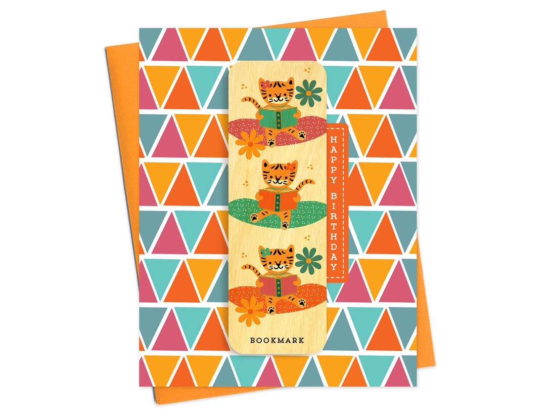 Tiger Tales Birthday Card - Real Wood Bookmark, Kids Birthday - Etsy