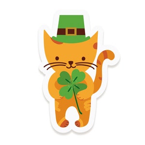 Clover Cat Sticker Saint Patrick's Day Vinyl Sticker Waterproof ...