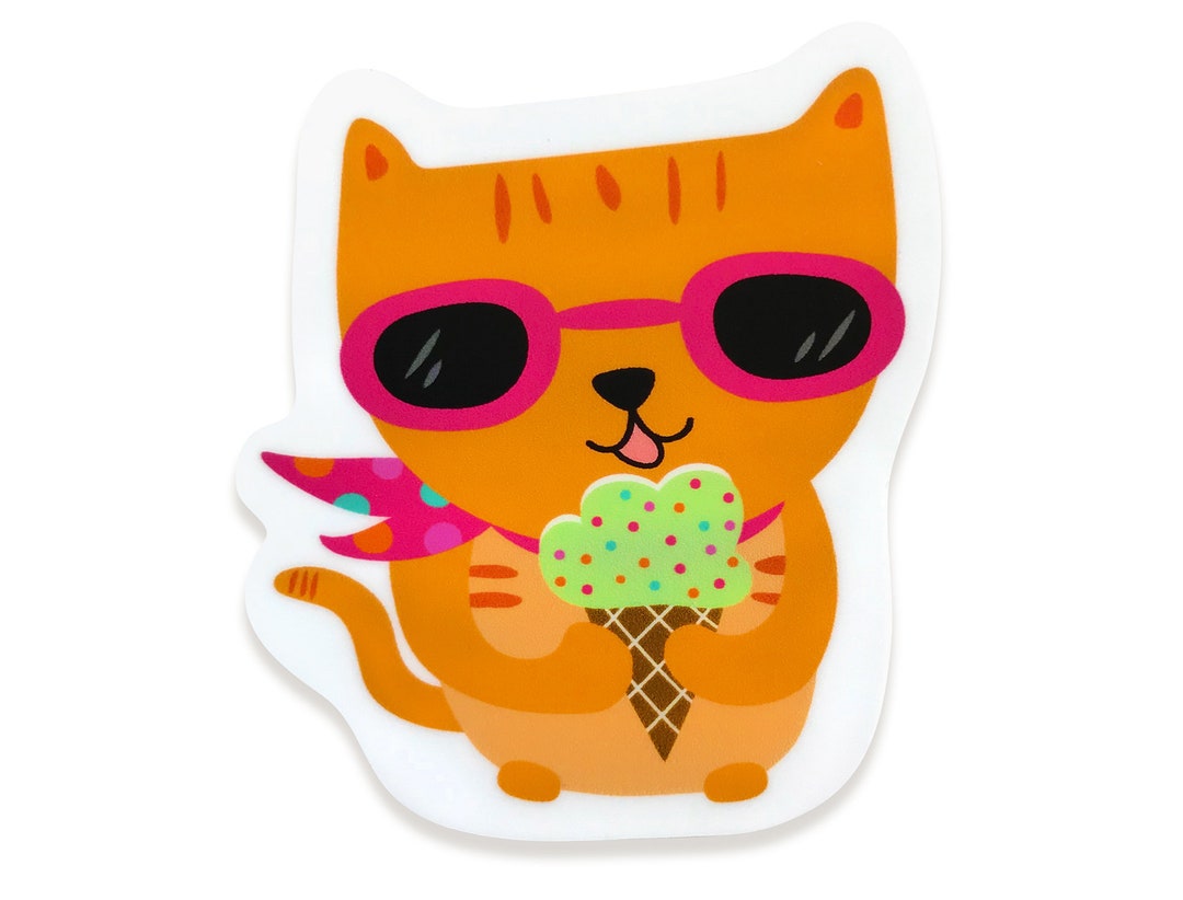 Cool Cat Sticker - Vinyl Sticker - Waterproof - Dishwasher-safe ...