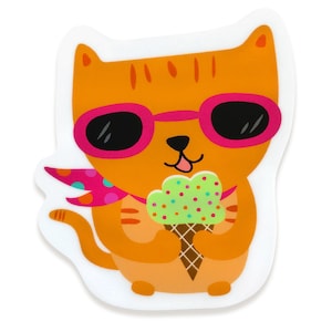 Cool Cat Sticker - Vinyl Sticker - Waterproof - Dishwasher-safe ...