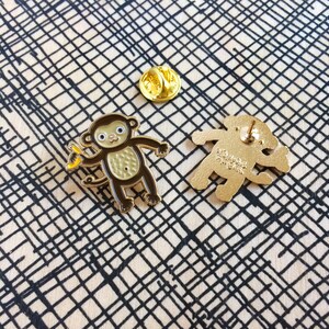 Monkey Pin - Monkey Enamel Pin - Monkey Lapel Pin - Gold Enamel Pin ...