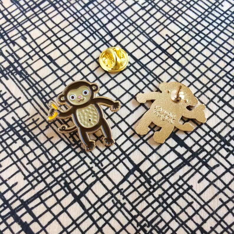 Monkey Pin Monkey Enamel Pin Monkey Lapel Pin Gold | Etsy