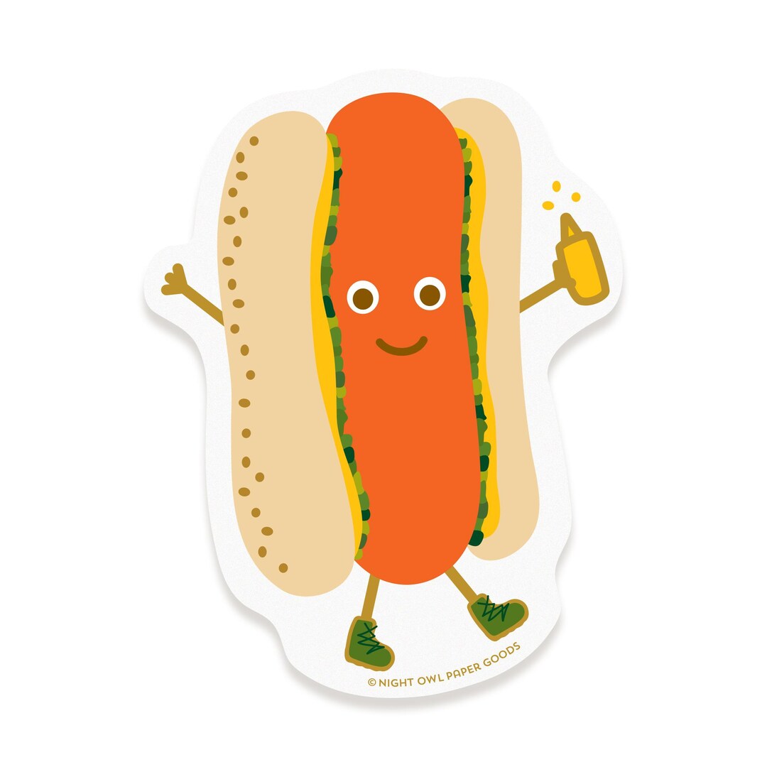 Happy Hot Dog Vinyl Sticker – Waterproof Foodie Decal - Etsy