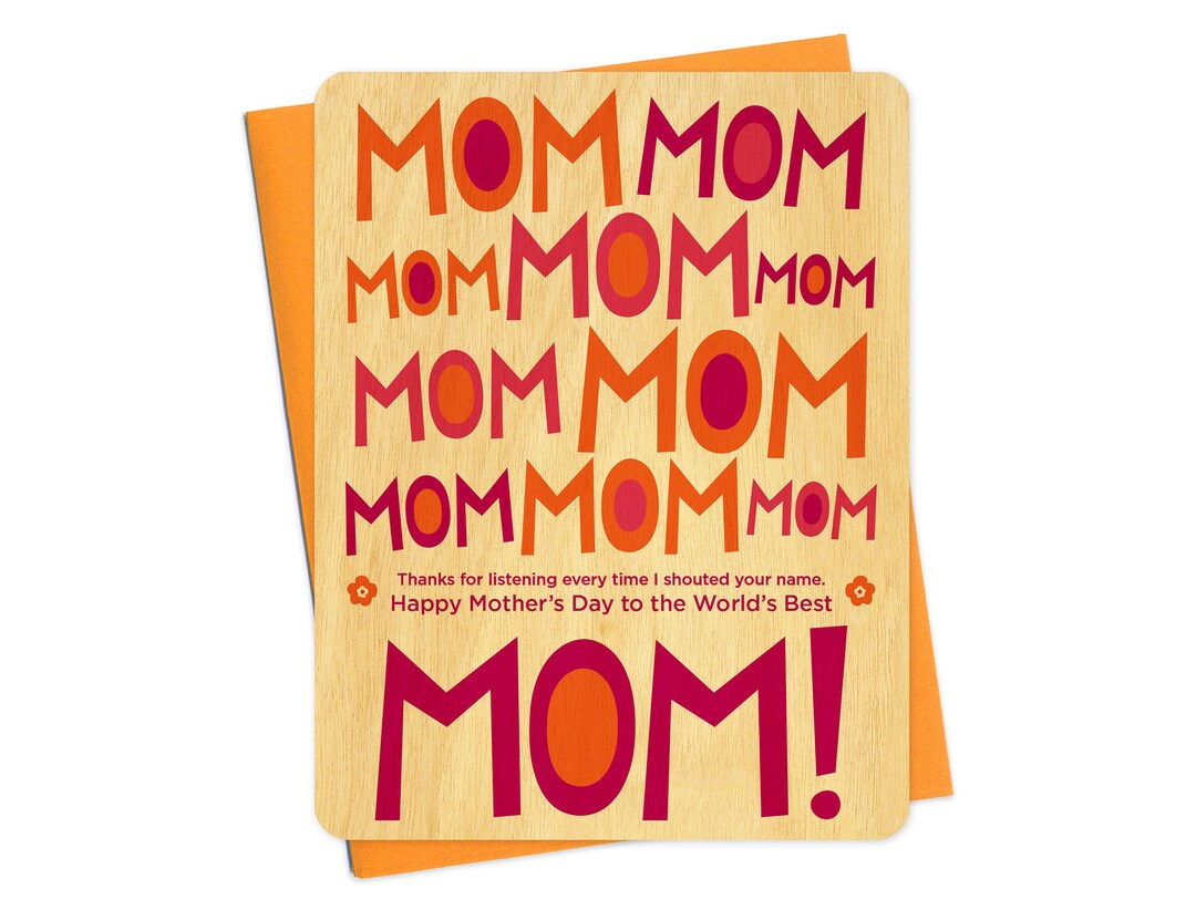 Shout Mom Real Wood Mother's Day Card Birch Wood Card for Mom Fun ...