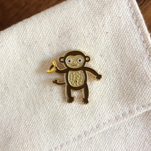 Monkey Pin - Monkey Enamel Pin - Monkey Lapel Pin - Gold Enamel Pin ...