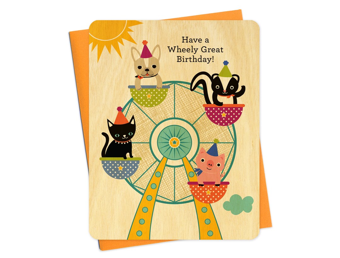 Ferris Wheel Birthday Card - Real Wood Card - Have a Wheely Great ...