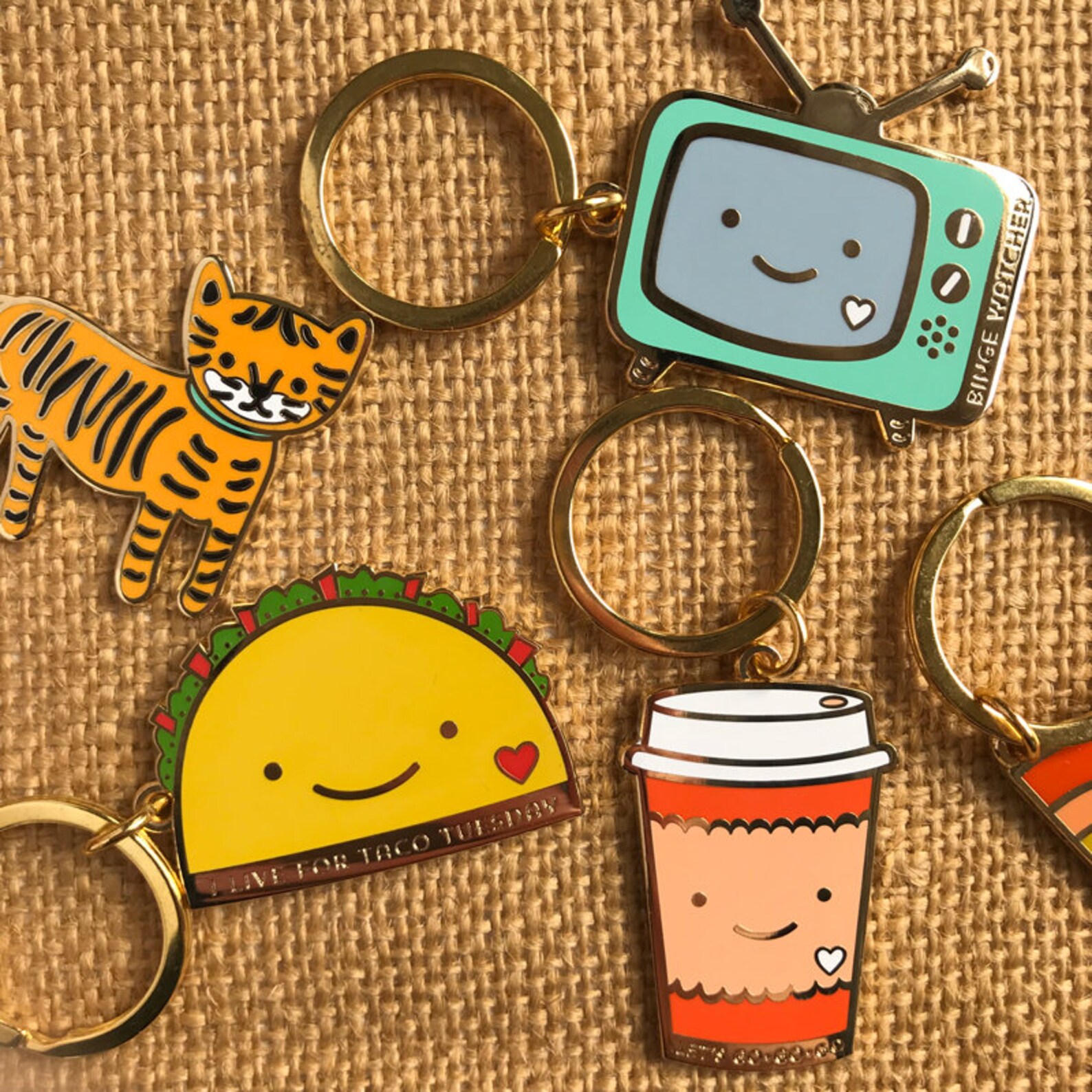 Coconut Keychain Enamel Key Chain Key Charm Gold Metal - Etsy