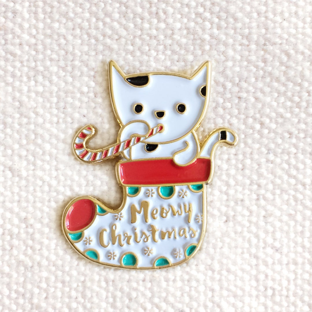 Meowy Christmas Pin Christmas Enamel Pin Christmas Lapel Pin Christmas ...