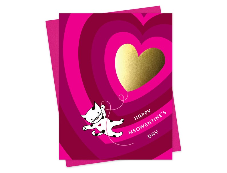 Meowentine Valentine's Day Card Solid Gold Foil-stamped - Etsy