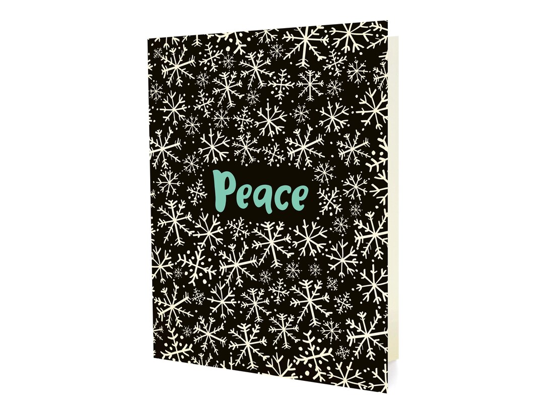 Snowy Peace Folded Holiday Cards, Box of 10 - Black Christmas Cards ...