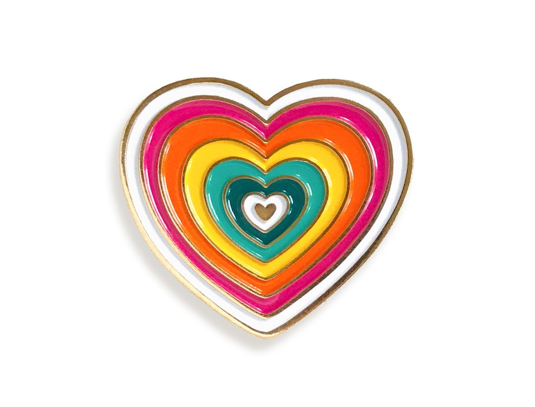 Rainbow Heart Pin Rainbow Enamel Pin Rainbow Lapel Pin Rainbow Pin ...