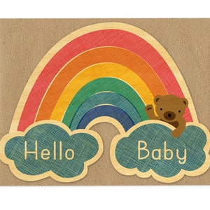 Baby Rainbow - Wood Congratulations Card - New Baby Card - Keepsake ...