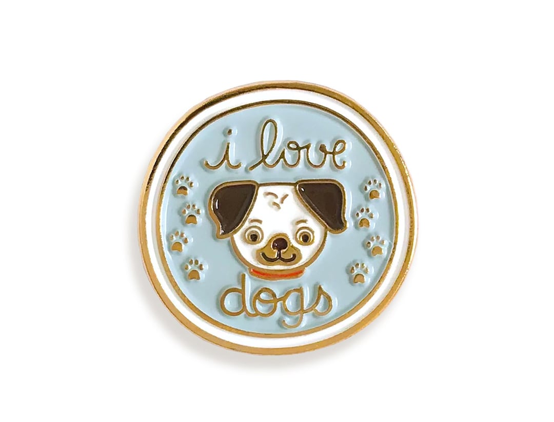 I Love Dogs Enamel Pin – Gold Metal Lapel Pin for Dog Lover, Walker ...