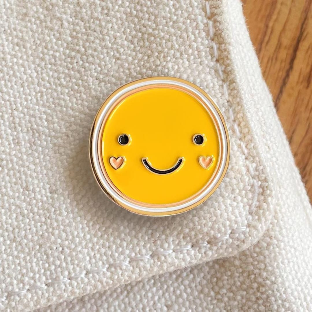 Smiley Pin - Cute Happy Face Enamel Lapel Pin - Spread Positivity, Cheer up a Friend, Send a ...