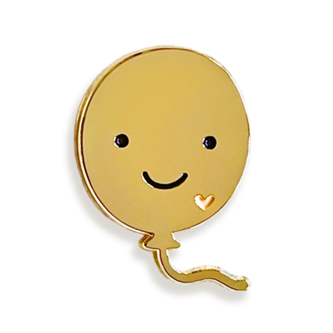 Happy Balloon Pin - Gold Balloon Enamel Pin - Lapel Pin - Birthday Gift ...