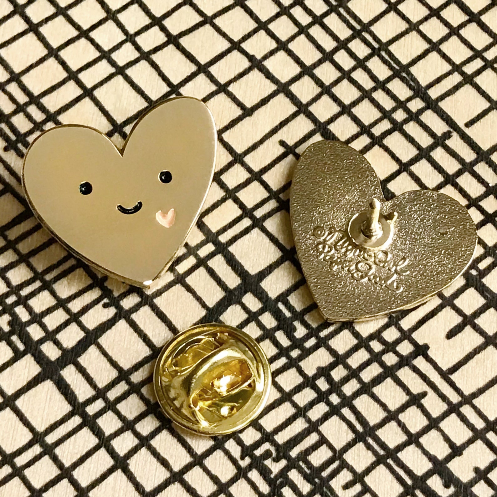 Happy Heart Pin Gold Heart Enamel Pin Gold Heart Lapel Pin - Etsy