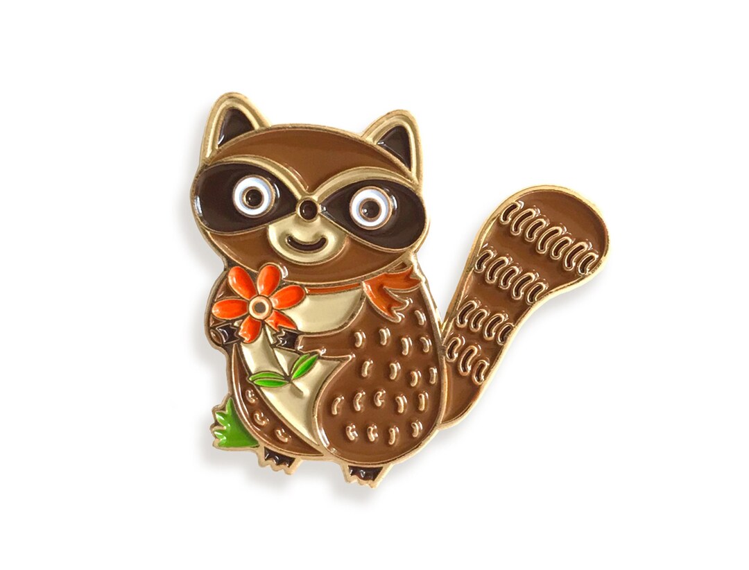 Raccoon Pin Raccoon Enamel Pin Raccoon Lapel Pin Gold Enamel Pin Kawaii ...