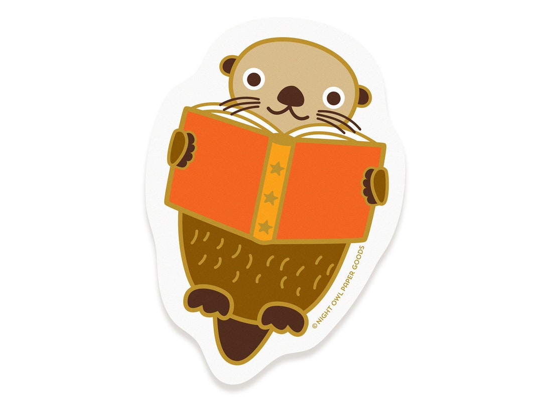 Otter Read Sticker - Reading Otter Sticker - Vinyl - Waterproof ...