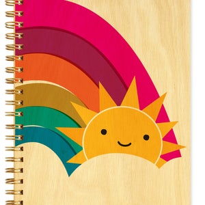 Happy Sun Journal - Birch Wood Journal - Real Wood Notebook - Smiling ...