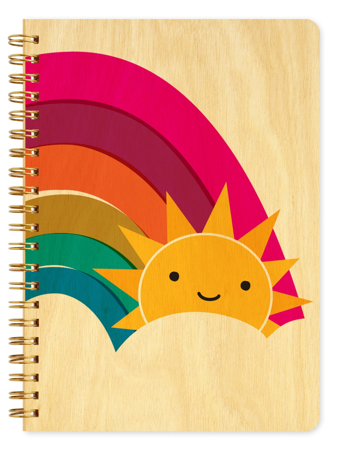 Happy Sun Journal Birch Wood Journal Real Wood Notebook | Etsy