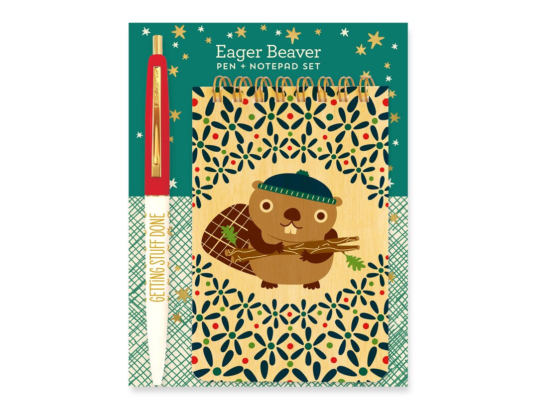 Eager Beaver Mini Notepad & Pen Gift Set - Beaver Gift - Beaver Lover ...