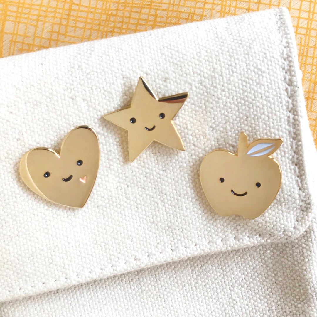 Kindness Enamel Pin Gift Set Set of 3 Lapel Pins Gold Star Gold Apple ...