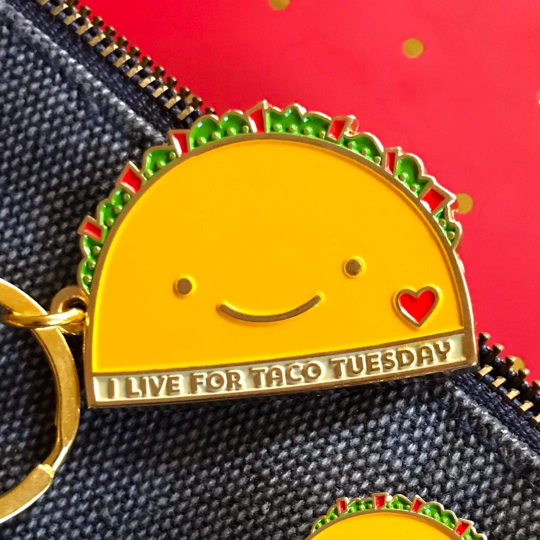 Taco Tuesday Enamel Keychain – Gold Metal Food Charm for Taco Lover - Etsy