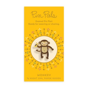 Monkey Pin - Monkey Enamel Pin - Monkey Lapel Pin - Gold Enamel Pin ...