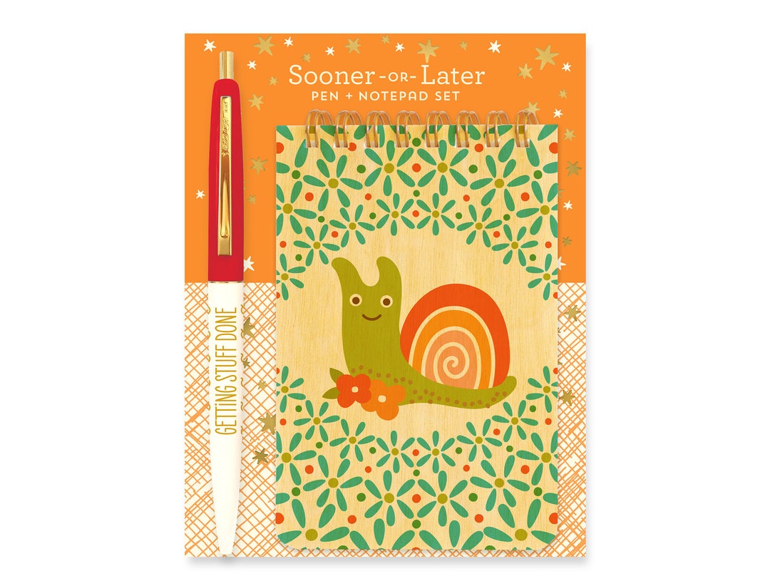 Snail Mini Notepad & Getting Stuff Done Pen Gift Set – Birch Wood Cover ...