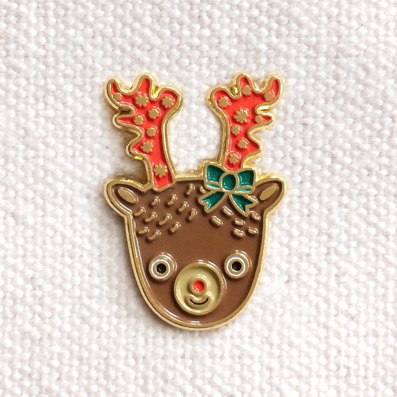 Reindeer Holiday Pin Christmas Enamel Pin Lapel Pin - Etsy