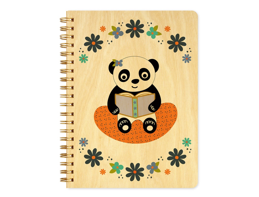 Reading Panda Journal With Real Wood Covers - Gift for Reader - Gift ...