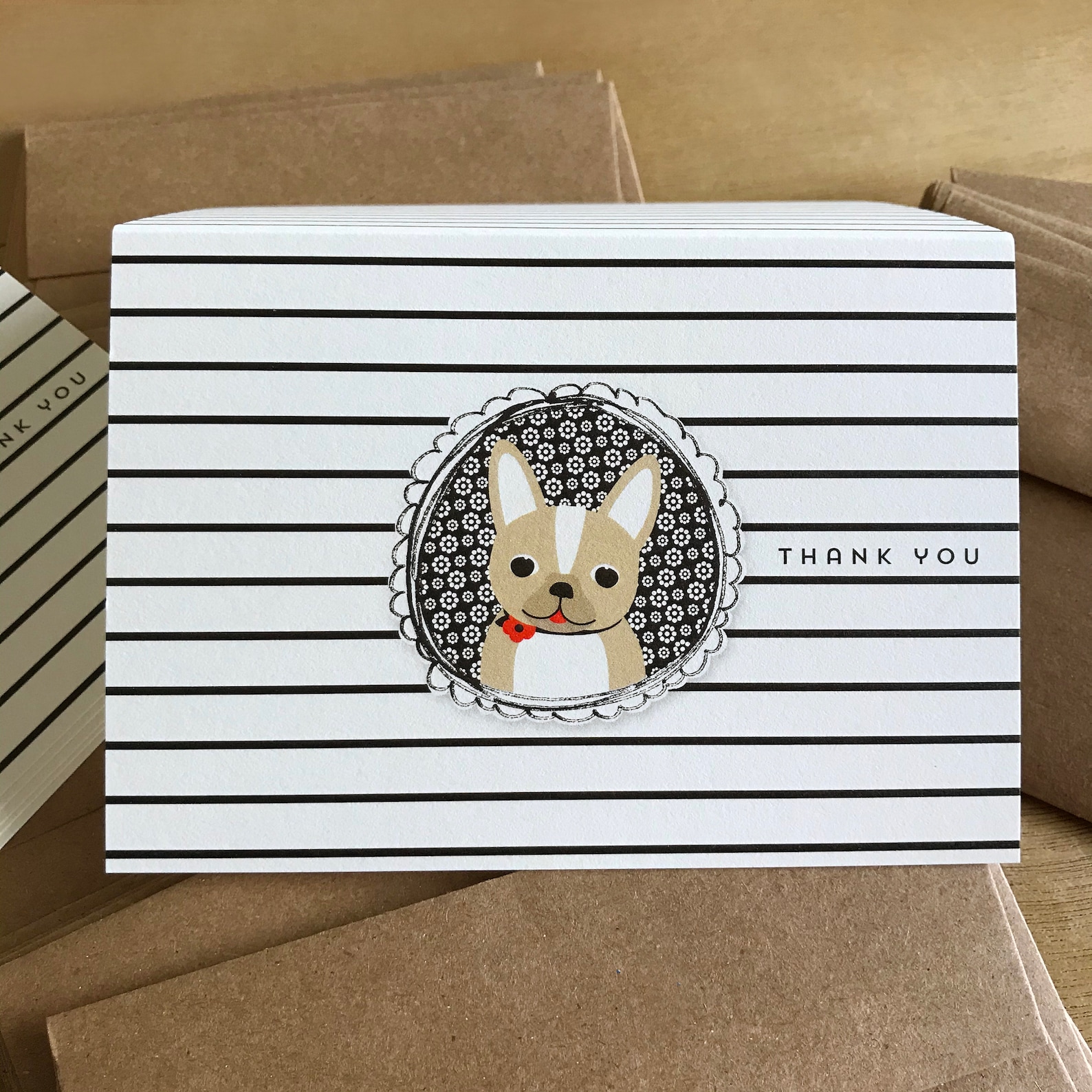 Frenchie Folded Thank You Cards Box of 6 Boxed Thank You - Etsy