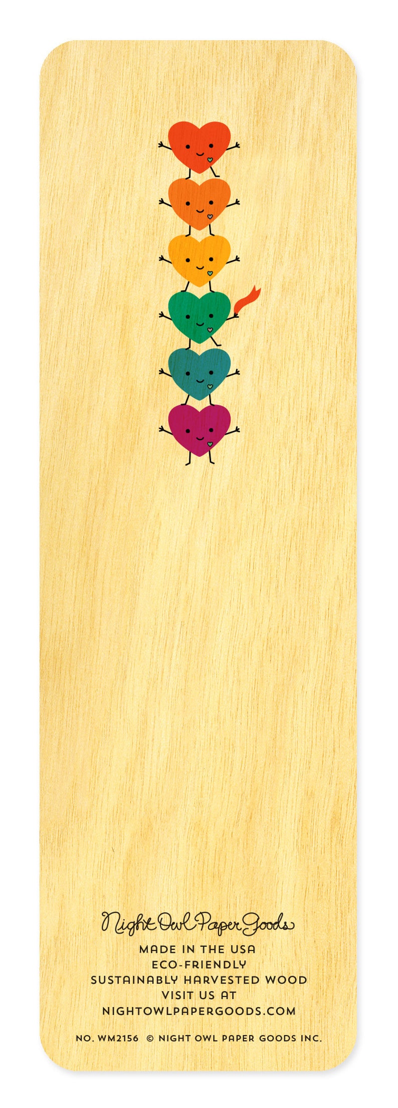 Rainbow Hearts Real Wood Bookmark - Happy Hearts - Gift for Reader ...