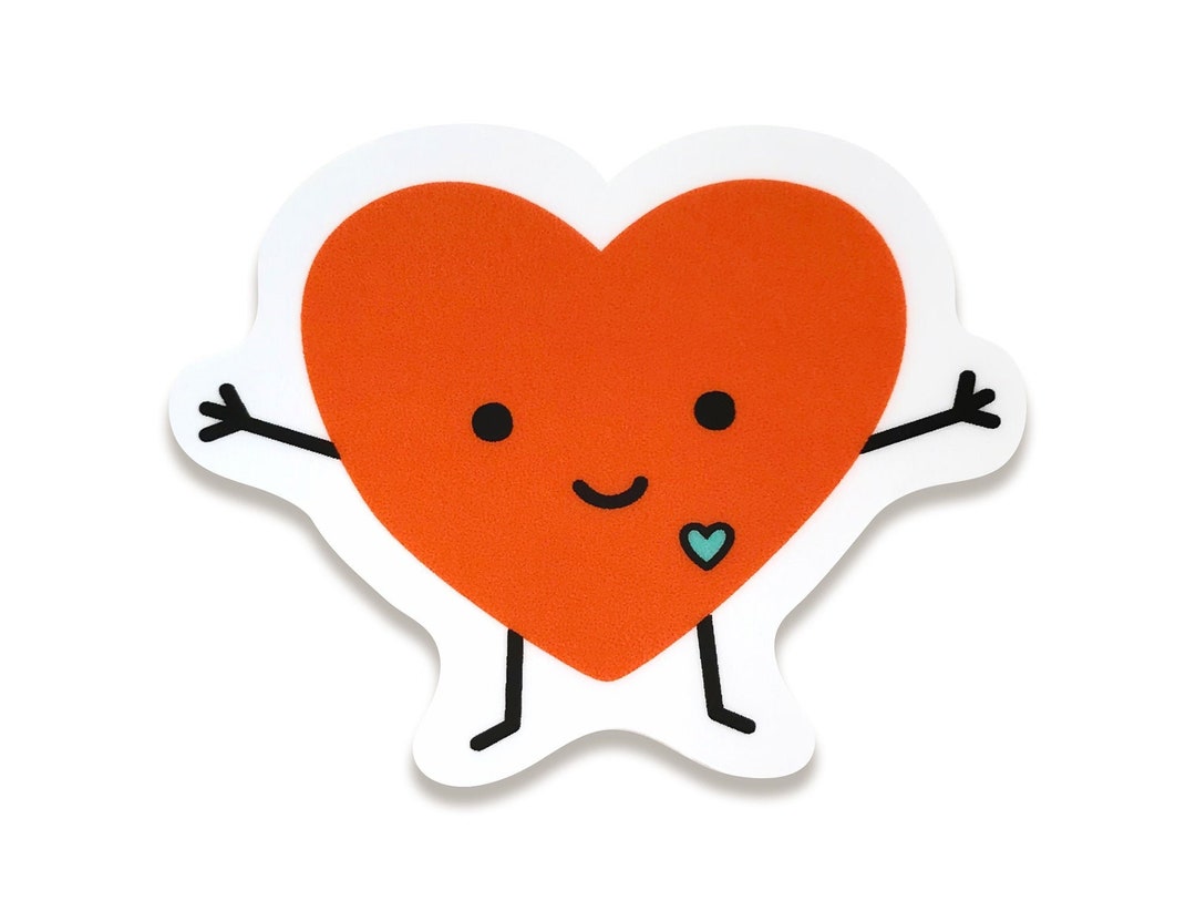 Happy Heart Sticker - Vinyl Sticker - Waterproof - Dishwasher-safe ...