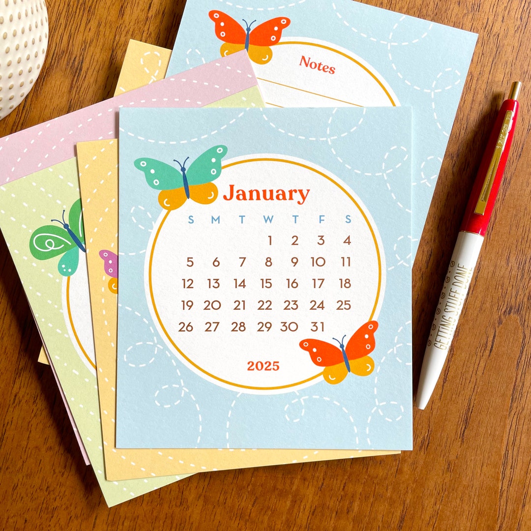 SALE 2025 Butterfly Desk Calendar With Stand Thoughtful Small New Year ...