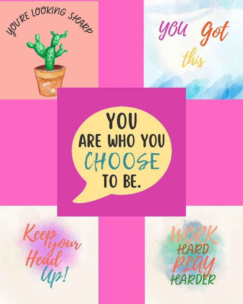 36 Motivational Quotes Affirmations, Self Care, Bright Eye Catching ...
