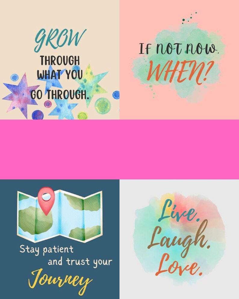 36 Motivational Quotes Affirmations, Self Care, Bright Eye Catching ...