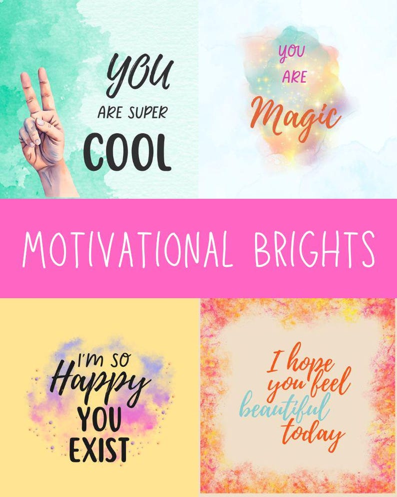 36 Motivational Quotes Affirmations, Self Care, Bright Eye Catching ...