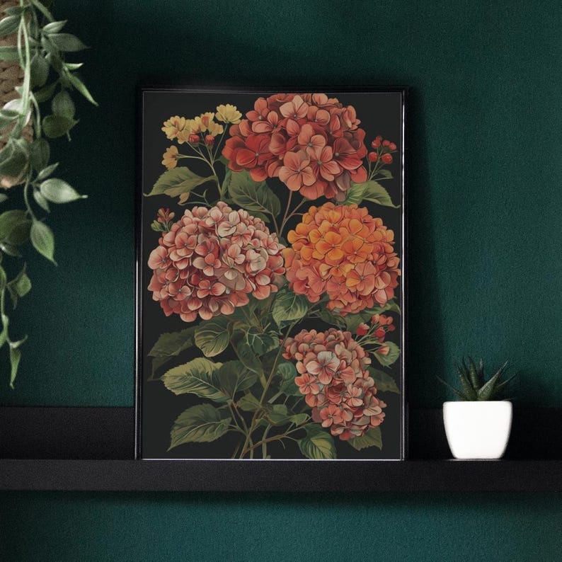 Elegant Hydrangea Floral Digital Artwork - Printable Decor - Etsy
