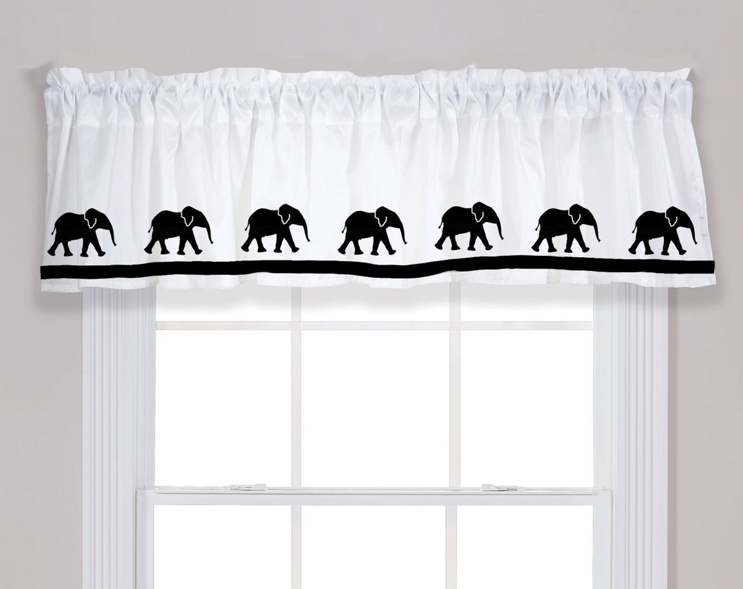 Elephant Window Valance Curtain Customizable in Your Choice of Colors ...