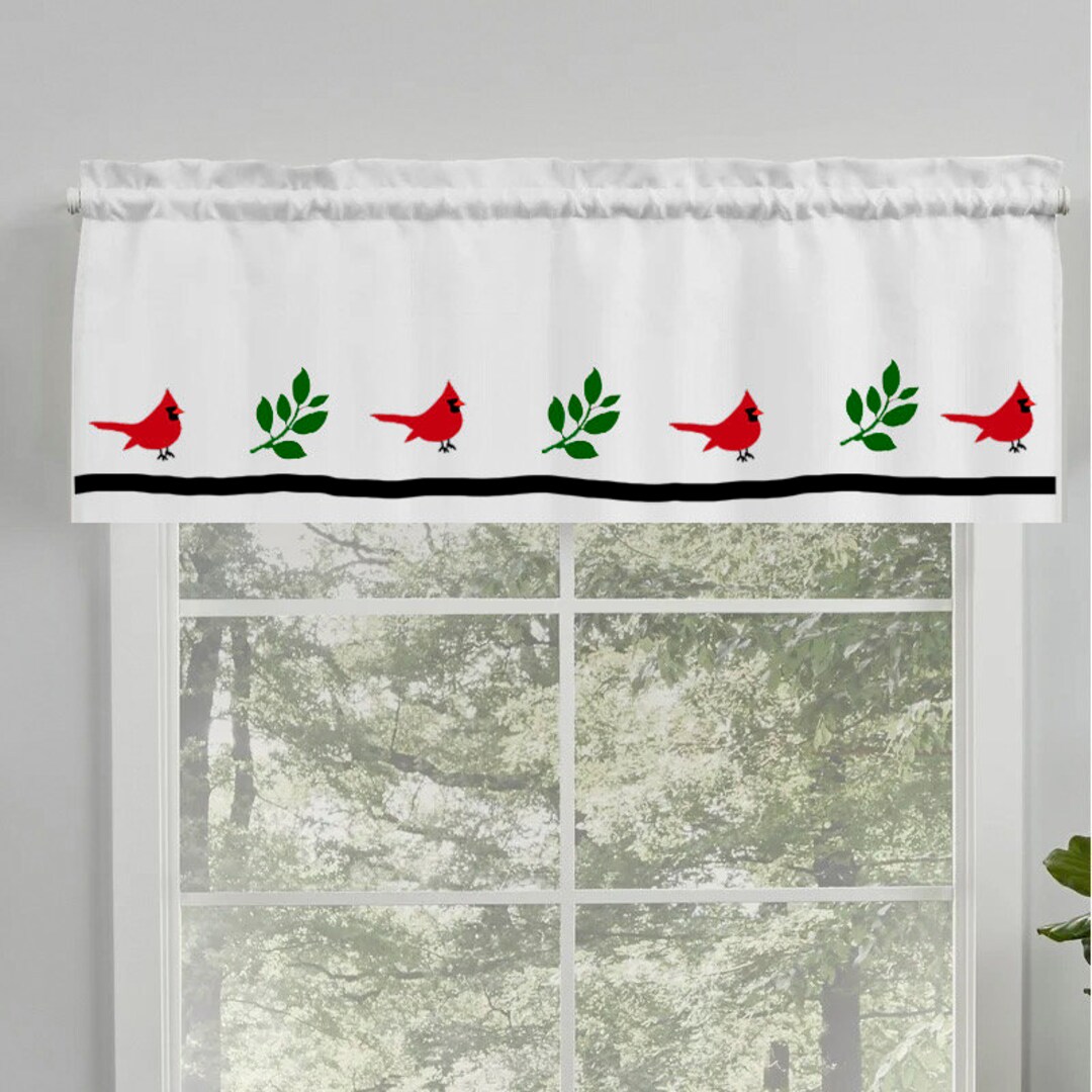 Cardinal Bird Welcome Window Valance Curtain in Your Choice of Colors ...