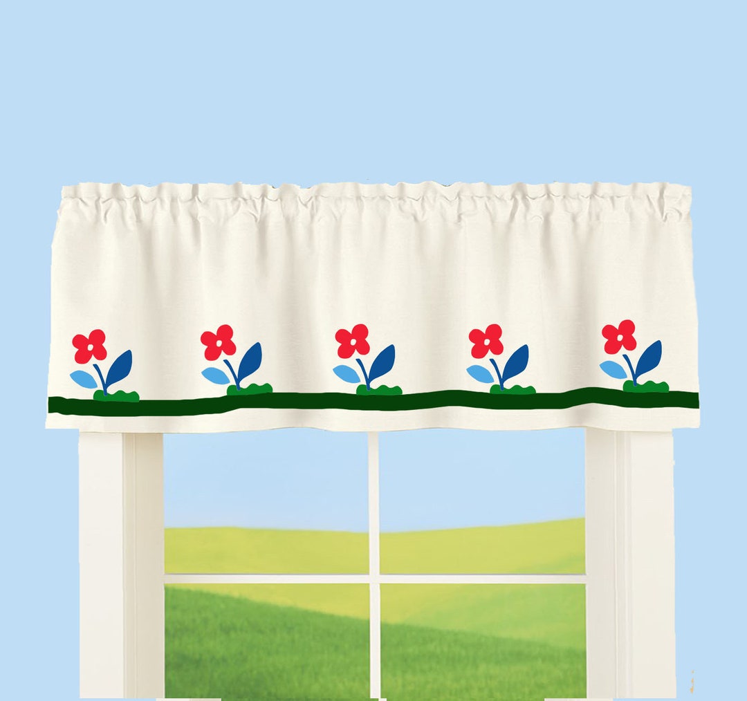 Retro Flowers Window Valance / Treatment - in Your Choice of Colors ...